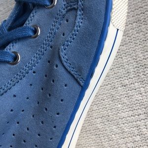 Coach | Shoes | Coach Blue Leather Suede Lace Up Sneakers | Poshmark